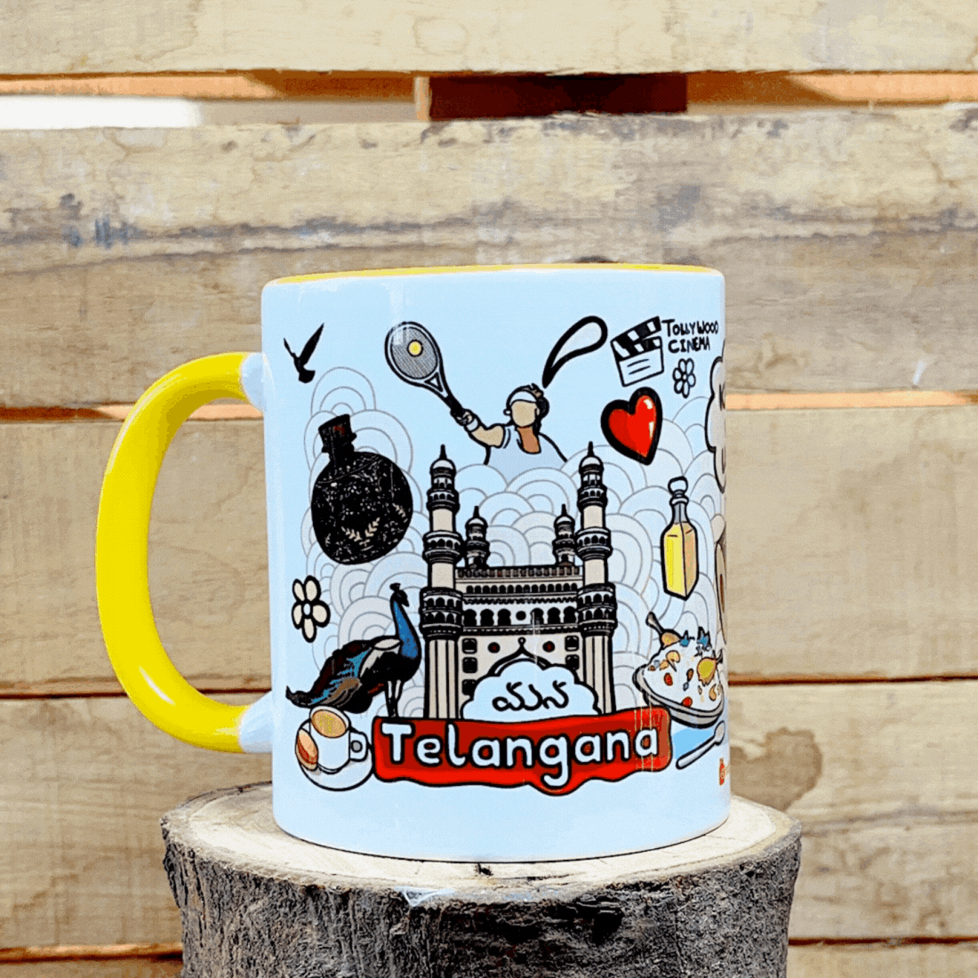 Telangana Discovering India Doodle Art Ceramic Mug With Color Handle ...