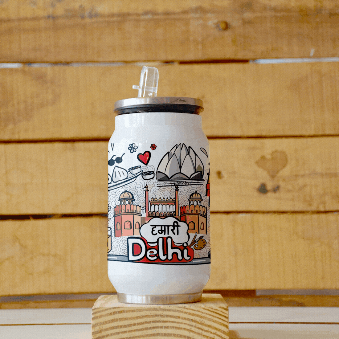 Delhi - Doodle art steel sipper can - Discovering India – Indigifts