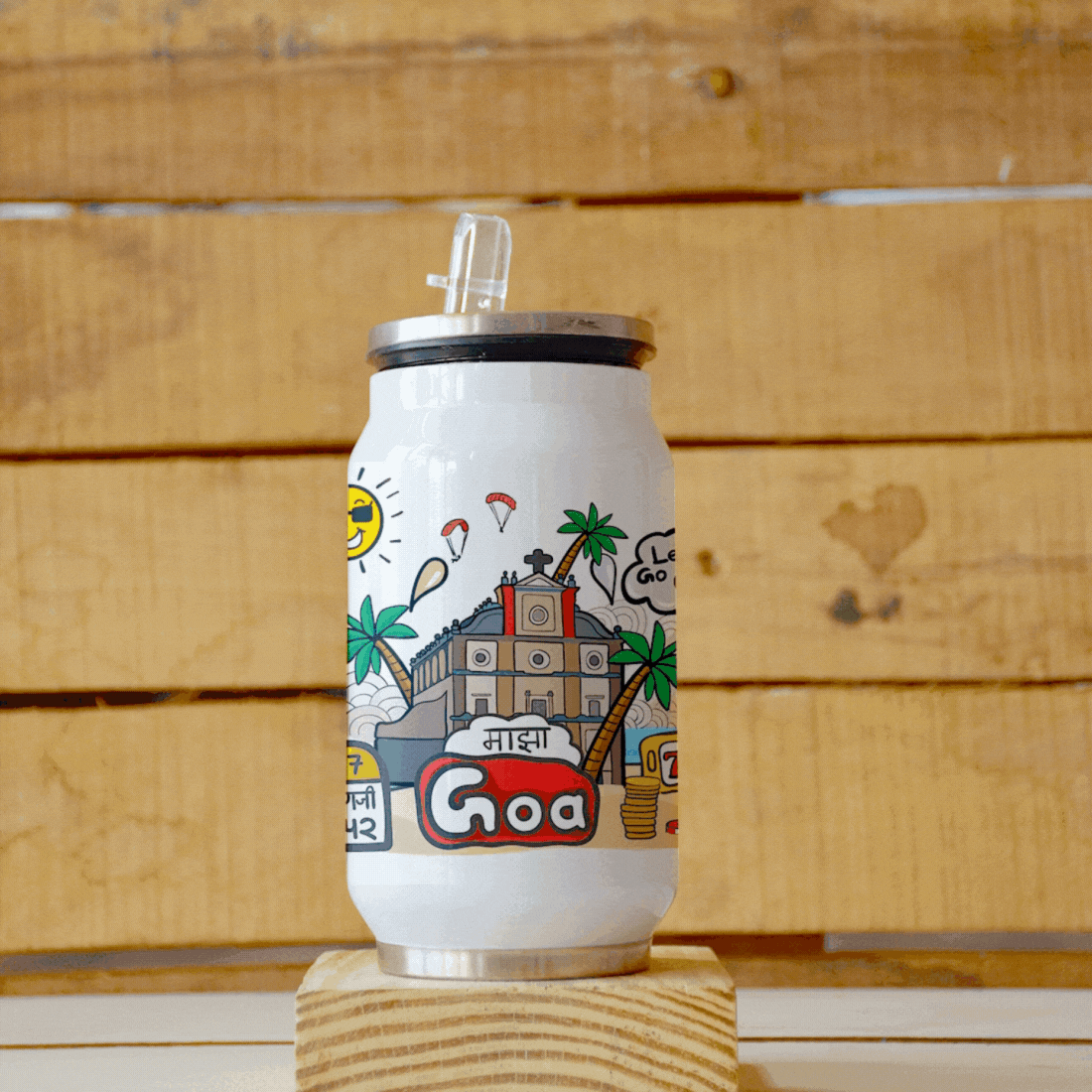 Goa - doodle art steel sipper can - Discovering India – Indigifts